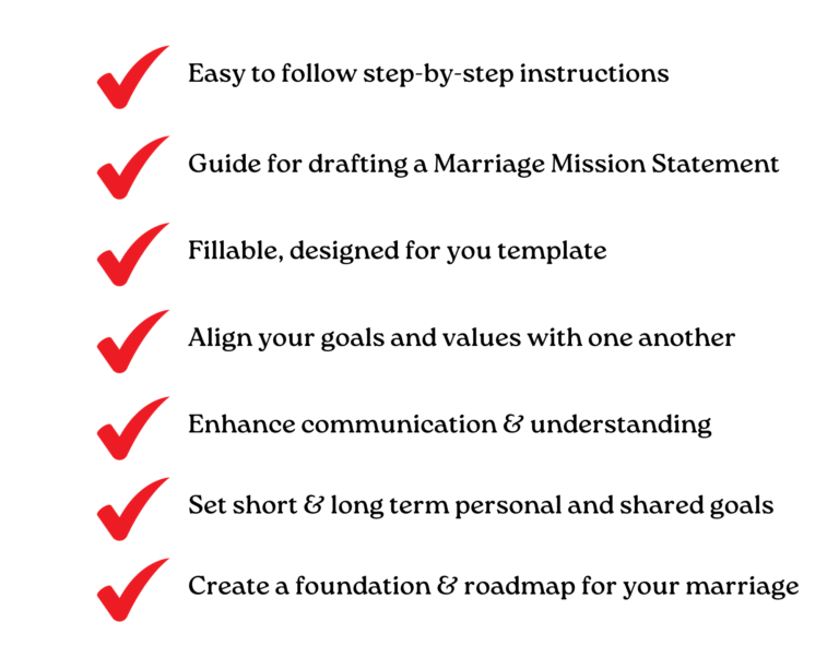 Goal Setting for Couples Template - A Purpose Driven Marriage